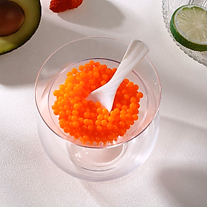 Glass Caviar Chiller Server Set Caviar Spoons 3.2 Inch Shell Spoon Mother of Pearl Caviar Spoons Round Handle for Caviar, Egg, Ice Cream, Coffee, Restaurant Serving (6 Pieces)