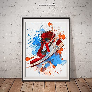 Hypebeast Red Sneaker Poster – (12x16 Inch) Unframed – AJ Wall art, Hypebeast Room Decor, Michael Jordan Poster, Sneaker Air Gym Shoes Shoebox Collection Aesthetic Cool Poster for Teen Boys Guys Men Room Dorm Bedroom Wall Decor by LIYA Design Prints