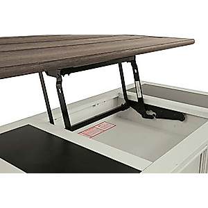 Signature Design by Ashley Bolanburg Farmhouse Lift Top Coffee Table with Drawers, Antique Cream & Brown