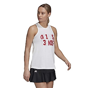 adidas womens Tennis Graphic Logo Tank Top Shirt, White, Small US