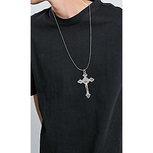 Bulk Pack of 5 - Large Flared Sunburst Fleur-De-Lis Crucifix Rosary Part - 2 1/8" Italian Silver Oxidized Finish Cross for Rosary Making Rosary Making Supplies, Made in Italy