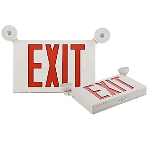 SPECTSUN 2 PACK LED Exit Sign Battery Backup-UL Certifited Exit Sign with Emergency Lights and 2 Lamp Heads- Fire Exit Sign 120-22VAC Red Emergency Exit Lighting for Business/Home.