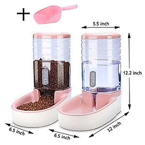 Automatic Pet Feeder 3.8L Food Feeder and Water Dispenser Set for Small & Big Dog Cat and Pet Animals (Pink)