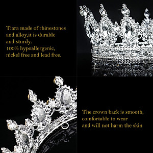 COCIDE Silver Crown for Women Crystal Wedding Tiara and Crowns for Girls Rhinestones Queen Headband Princess Hair Accessories for Big Kids Party Bridal Birthday Prom Costume Cosplay