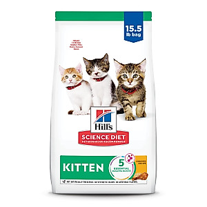 Hill's Science Diet Kitten, Kitten Premium Nutrition, Dry Cat Food, Chicken Recipe, 15.5 lb Bag