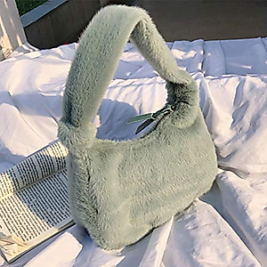 TENDYCOCO Top Handle Satchel Tote Purse with Zipper Fuzzy Handbag Faux Fur Purse for Women