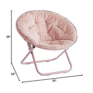 Urban Shop Faux Fur with Holographic Trim Foldable Saucer Chair, Blush