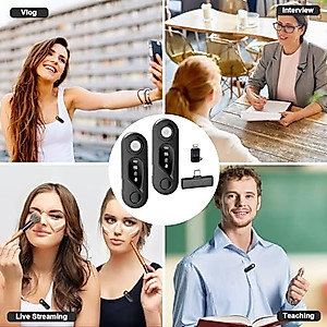 2 Pack Wireless Lavalier Microphones for Android iPhone iPad USB C with Charge Case -Noise Canceling Lav Mic Cordless Clip On Mic for Podcast Video Recording Vlog YouTube TikTok for Samsung iPhone 15