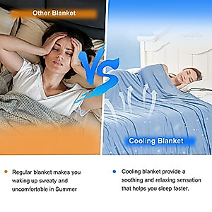 MH MYLUNE HOME Cooling Blanket for Hot Sleepers, Lightweight Thin Summer Blanket for Hot Flashes Night Sweates Sleeping,Arc-chill Cold Throw Blanket for Bed/Sofa,King Size, Blue
