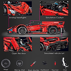 NC Building Blocks Car Technique Building Blocks and Engineering Toy, Brick Construction Toy, Adult Collectible Model Cars Kits to Build, 1:12 Scale Blocks Racing Car Model 2615 Pieces (QL0013)