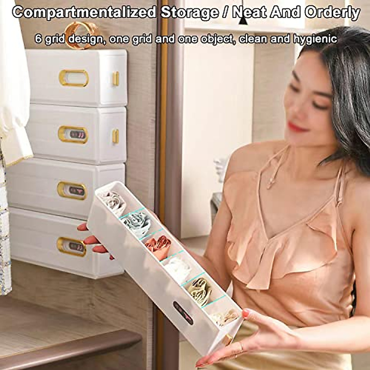 ACGrade Underwear Organizer,Wall Mounted Sock Organizer,Underwear Storage Organizer,Socks Organizer for Drawer,Underwear Organizer for Closet, 38x8x12cm