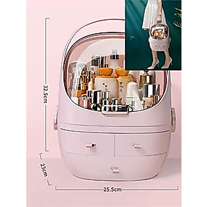 SHINYSTAR Extendable Large Cosmetic Storage Organizer with Drawers-Clear Makeup Box with Lid and Handle-Beauty Organizers and Storage Countertop-Skincare Organizers Dust Water Proof (Light Pink)