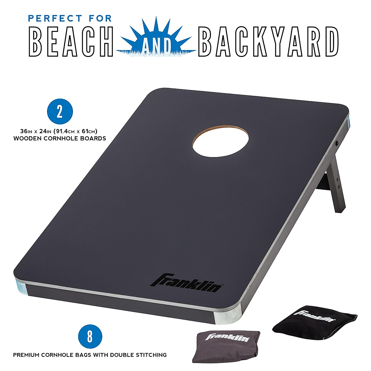 Franklin Sports 36" Cornhole Set — Includes 36-Inch x 24-Inch Targets, 8 Regulation Bean Bags, and Carry Bag