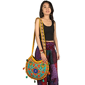 Floral Colorful Shoulder Bag Crossbody Hobo Satchel Hippie Boho Fashion Women Functional Stylish Everyday (Yellow Floral)