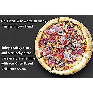 Open Faced Grill Pizza Oven for Gas or Charcoal Grill, includes ceramic stone and thermometer