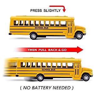FANELEQU 3 Pack Pull Back School Bus Playset, Die-cast Metal Toy Vehicles with Bright Yellow for Boys Girls Kids Toddlers