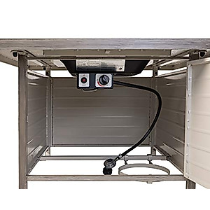 Fire Sense 62741 Langhorne Aluminum Convertible Gas Fire Pit Table 55,000 BTU Outdoor Multi-Functional Fire Pit with Fire Bowl Lid, Nylon Weather Cover & Clear Fire Glass - Barnwood Finish - Square