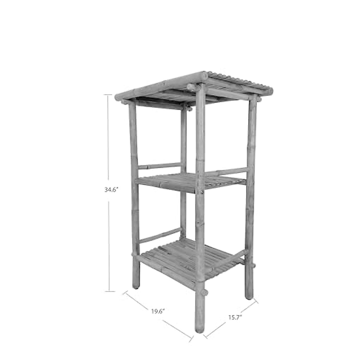 ZEW Handcrafted 3-Tier Bamboo Free Standing Storage Bookcase Shelf