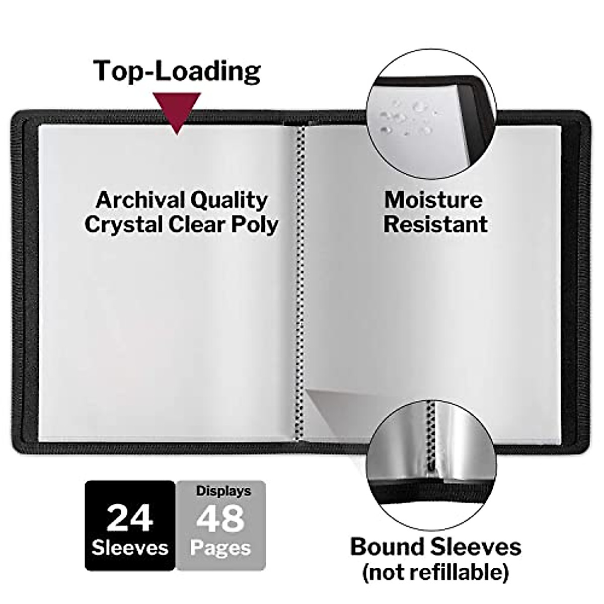 Dunwell 11x14 Art Portfolio Folder - (Black), 24 Pockets Display 48 Pages, 11 x 14 Presentation Binder with Protector Sleeves, Art Portfolio for Kids, Presentation Book