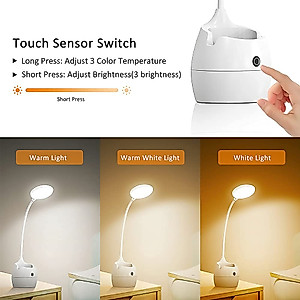 GSBLUNIE College Dorm Room Essentials - Desk Lamp, Pen Holder, 360° Gooseneck Desktop LED Desk Lamp with USB Charging Port, 3 Lighting Modes & 3 Brightness Levels, Table Lamp for Home Office