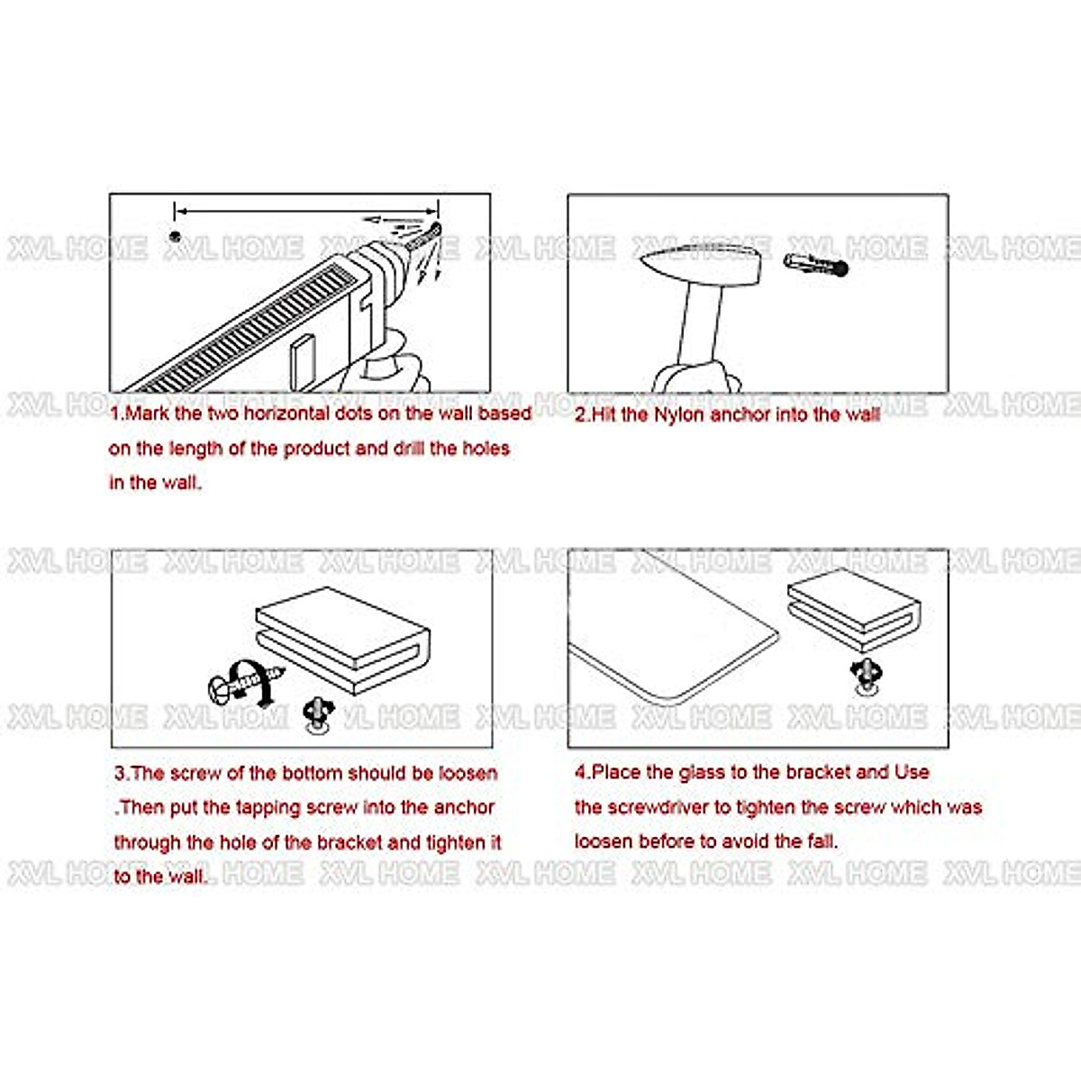 XVL 15.5-Inch Bathroom Glass Shelf, Brushed Nickel GS3003L