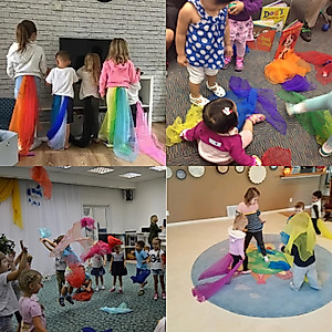 Lolakee Dance Scarves 12 Pcs Juggling Scarves for Kids Play Silk Scarve for Babies Toddlers Children Movement Learning Education Musical Accessories Colorful Scarfs Magic Tricks Performance (Red)