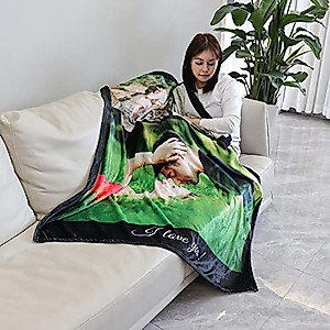 AMZLAL Custom Blankets with Photos, Personalized Blanket with Picture Name for Wife Husband Boyfriend Girlfriend-Anniversay Christmas Birthday Wedding Gifts (1 Photo, 40"×30")