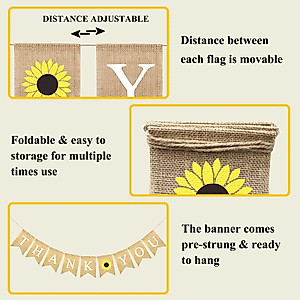 FAKTEEN Thank You Burlap Banner with Sunflower for Rustic Wedding Party Baby Shower Bunting Garland Home Decorations Photo Booth Props