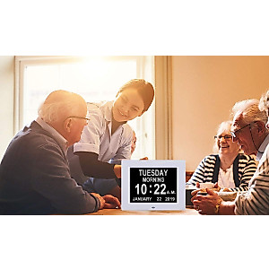 TMC [Newest 8 Inch Digital Day Clock for Seniors - Large Clock with Day Date for Elderly with Large Number,12 Alarm Options for Dementia, Alzheimer