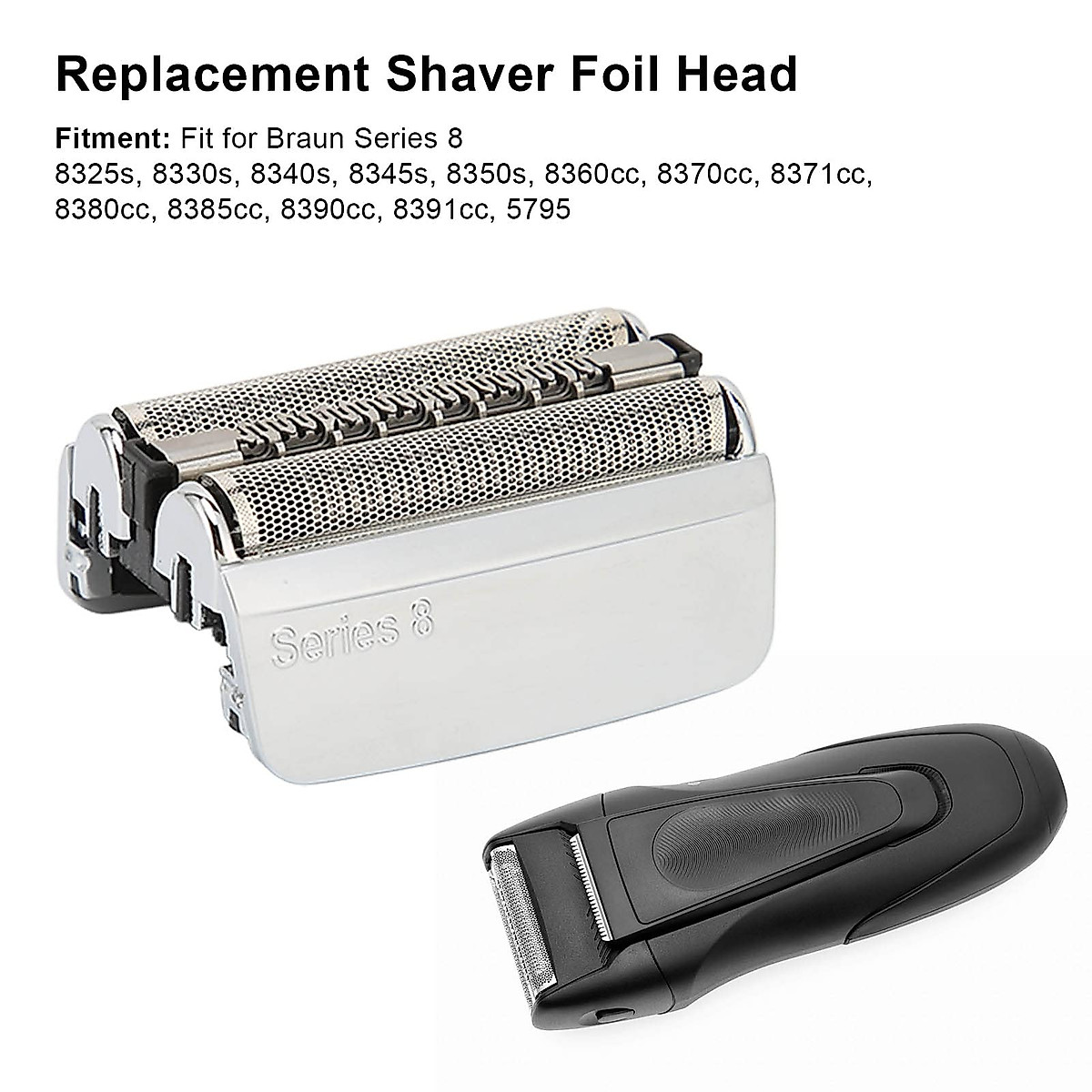 Shavers Replacement Trimmer Head for Braun Series 8, Men's Electric Shaver Foil Head Electric Razor Replacement Cutter Head Accessory Fit for Braun Series 8 8325s 8330s etc.