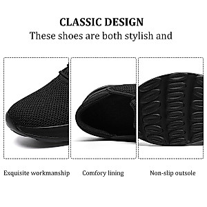 HIIGYL Womens Running Shoes Lightweight Breathable Walking Sneakers Athletic Workout Gym Tennis Shoes All Black Size 9