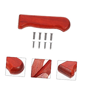 SEWACC Kitchen Knife Handle Replacement Wooden Grip No Hole Design Comfortable Sturdy Red Pear Wood Easy to Use