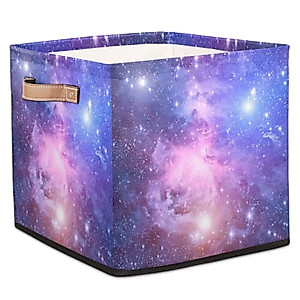 Cube Storage Bins 13 Inch Fabric Storage Basket Galaxy Star Square Storage Bins Collapsible Nursery Storage Bin Organizer Basket Universe Storage Box for Shelves, Closet