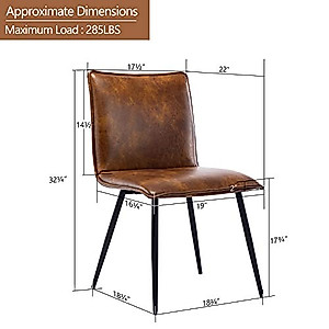 DUHOME PU Leather Dining Chairs Kitchen Chairs Set of 4 Side Chair for Dining Room Living Room Yellowish-Brown