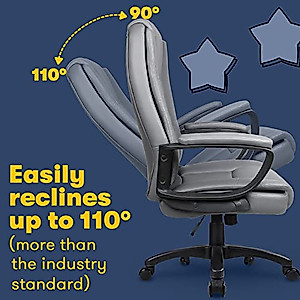 OFIKA Home Office Chair,400LBS Ergonomic Desk Chair, Adjustable Task Chair for Lumbar Back Support, Computer Chair with Rolling Swivel and Armrest, Modern Executive High Back Leather Chairs (Grey)
