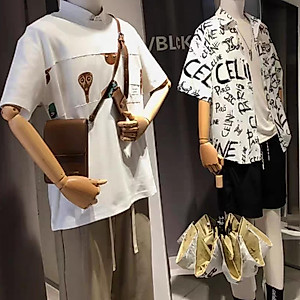 Male Mannequin Torso Body, Men Maniquine Dress Form with Flexible Solid Wood Arm, 47.24"-76.77" Height Adjustable Manikin with Detachable Shoe Holder Pants Rack for Clothing Suit Display