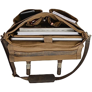 KomalC 16 Inch Leather briefcase Laptop Messenger Bags for Men and Women Best Office Satchel Bag