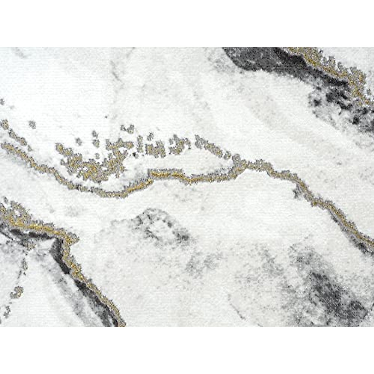 Abani 5'3"x7'6" (5x8) Contemporary Grey & Metallic Gold Area Rug, Non-Shed Modern Rugs Marble Print Dining Room Rug