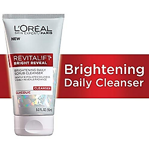 L'Oreal Paris Skincare Revitalift Bright Reveal Facial Cleanser with Glycolic Acid, Anti-Aging Daily Face Cleanser to Exfoliate Dullness and Brighten Skin, 5 Fl Oz (Pack of 1)
