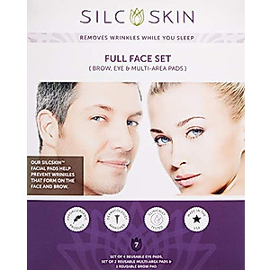 SilcSkin Facial Pad - Full Face Set Reusable Pads, Self-Adhesive Silicone Face Patches, Wrinkle Patches for Face and Eyes - 7 Reusable Face Pads
