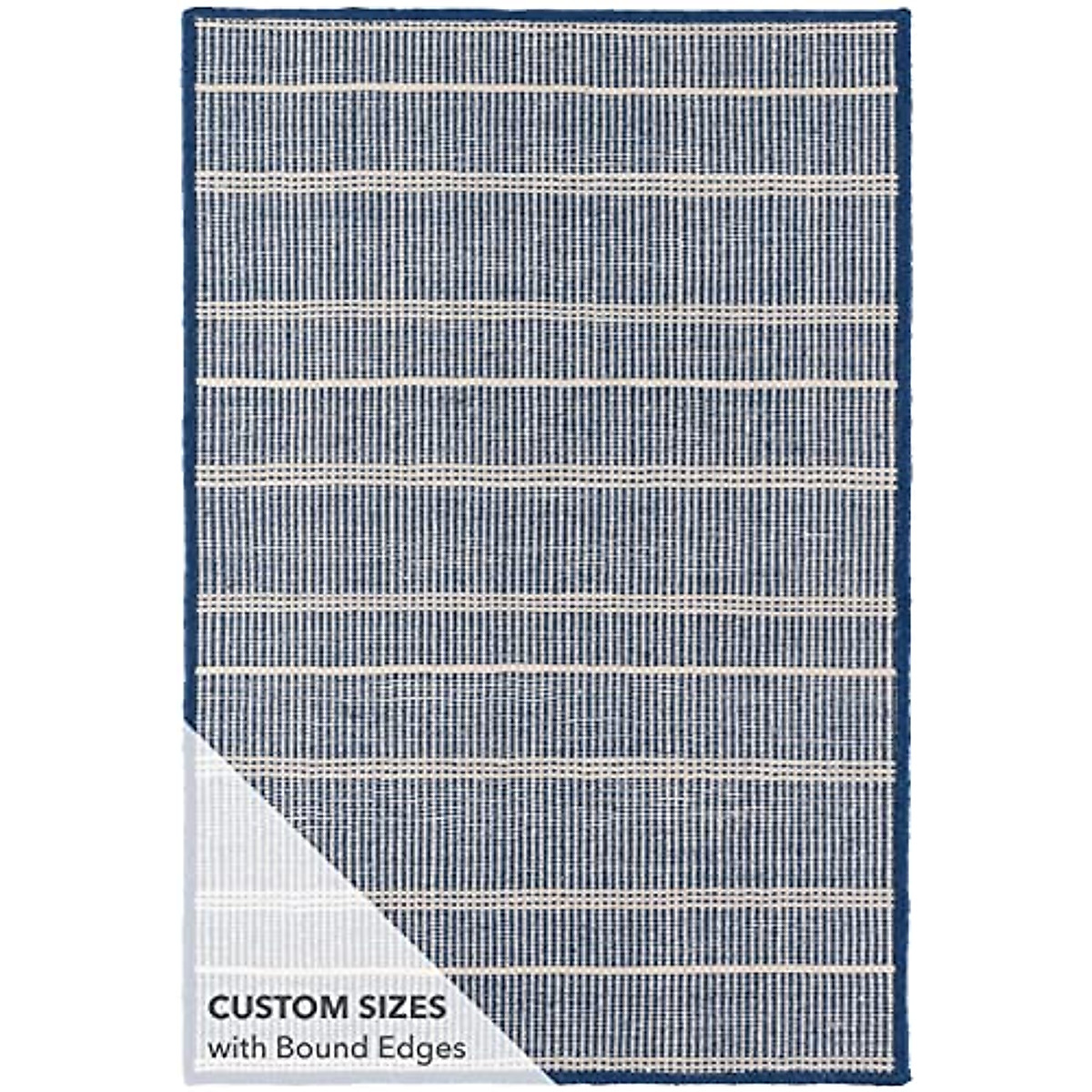 Dash & Albert Samson Navy Handwoven Indoor/Outdoor Rug, 8 X 10 Feet, Blue/Ivory Stripe Pattern