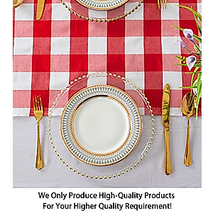 ShinyBeauty Buffalo Check Table Runner 13''x108'' Red and White Cotton Checkered Table Runner Buffalo Plaid Table Cover for Family Dinners Plaid Table Runner for Farmhouse