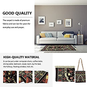 Garneck 1set Prayer Mat Tassel Prayer Rug Pilgrimage Blanket with Carrying Bag