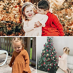 Simplee kids Little Girls' Long Sleeve Girl Dresses and Rompers Ribbed Knit Sweater Dress Apricot for 2T