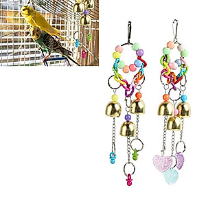 Zerodis Bird Bells Toy,Love Funny Parrot Bell Toy Bite Resistance Parrot Bell Toy for Pet Budgie Parakeet Cockatiel Conure Macaw