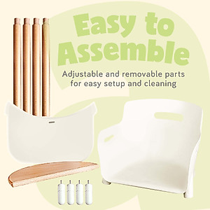 Wooden High Chair for Babies and Toddlers - with Harness, Removable Tray, and Adjustable Legs