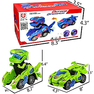 Jinsiy Dinosaur Toys for Kids 3-5,Automatic Dino Transformers Toys,2 in 1 Dinosaur Toy Cars for Kids Boy Toys,Dino Toy Cars Christmas Birthday Gifts for Toddlers Boys Girls (Green)