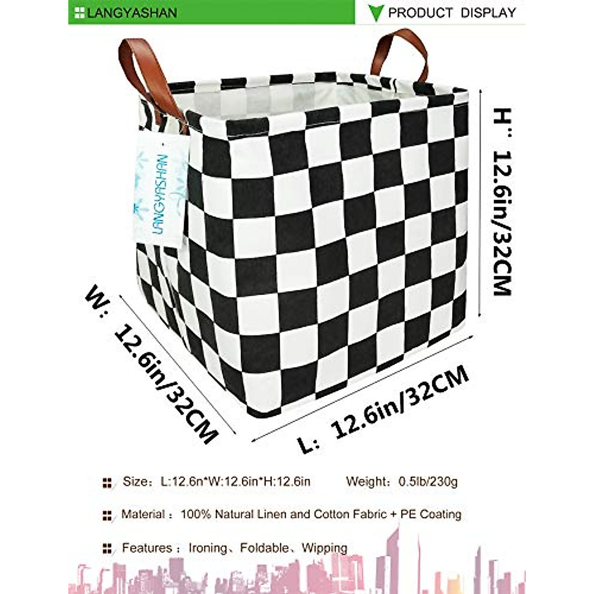 LANGYASHAN Square Storage Baskets Waterproof Canvas Children Laundry Nursery Hamper for Shelves Gift Baskets Toy Organizer Room Decor (Square Racing flag)