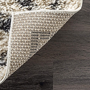 nuLOOM Mira Moroccan Diamond Plush Soft Shag Area Rug, 6' Round, Off-white