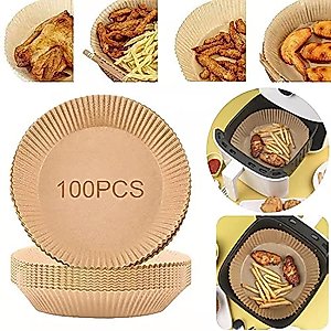 Air Fryer Disposable Paper Liner, 100PCS Non-Stick Air Fryer Round Liners, Baking Paper for Air Fryer Oil-proof, Water-proof, Food Grade Parchment Paper for Baking Roasting Microwave